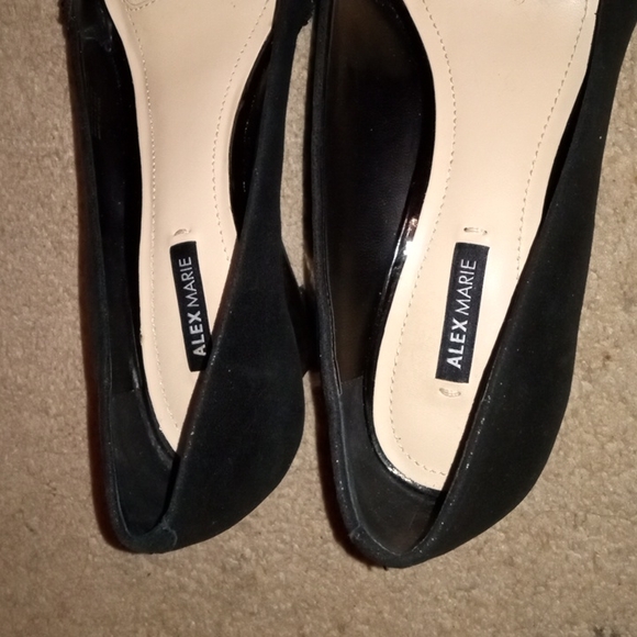 Alex Marie | Shoes | Alex Marie Allesa Black Leather Peep Toe Wedges ...